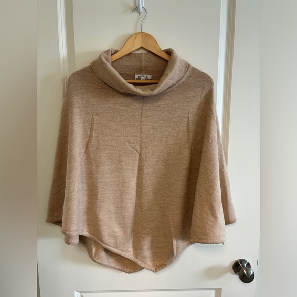 Orvis | Sweaters | Orvis 0 Merino Wool Cowl Neck Poncho Color Tan One ...